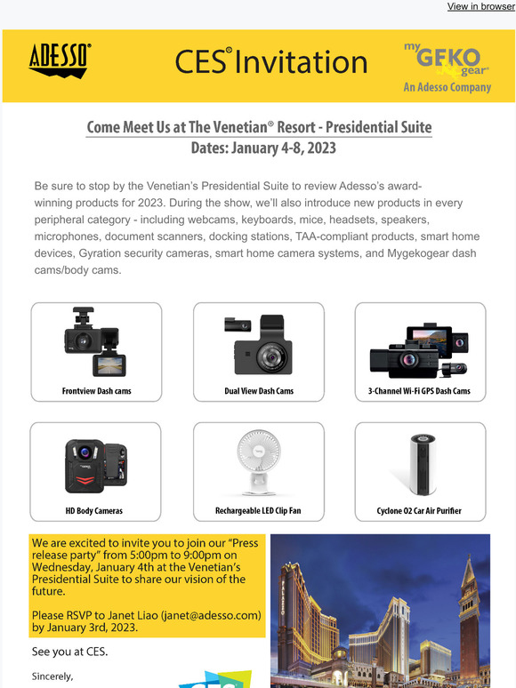 Adesso: MyGEKOgear CES 2023 Invitation | Milled