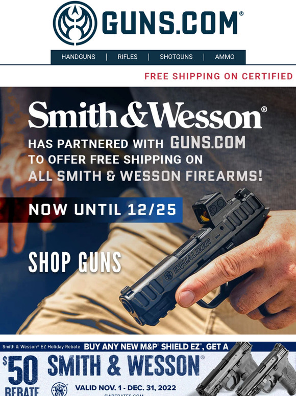 Guns.com: FREE Shipping On All S&W Firearms! | Milled