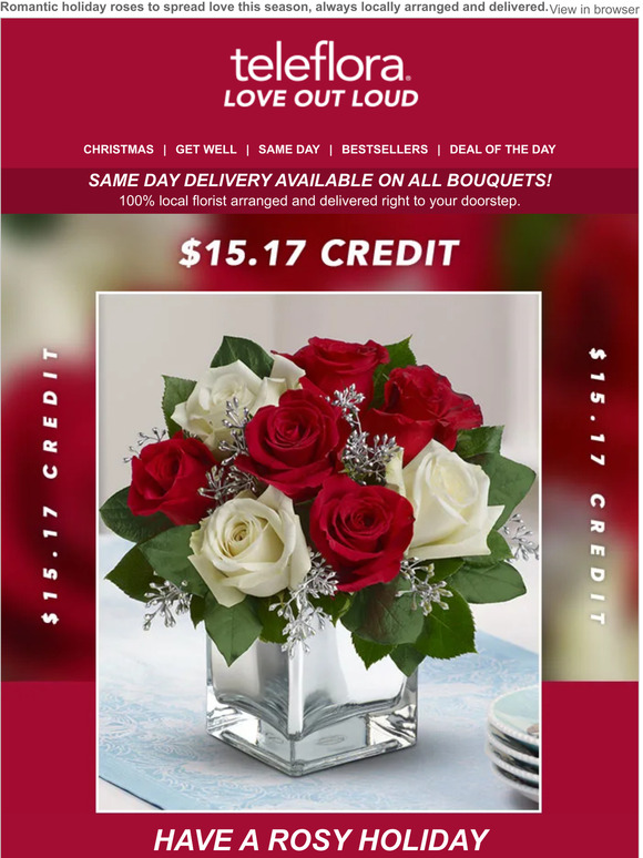 Teleflora: Re: Your [15.17] Credit Expires Soon | Milled