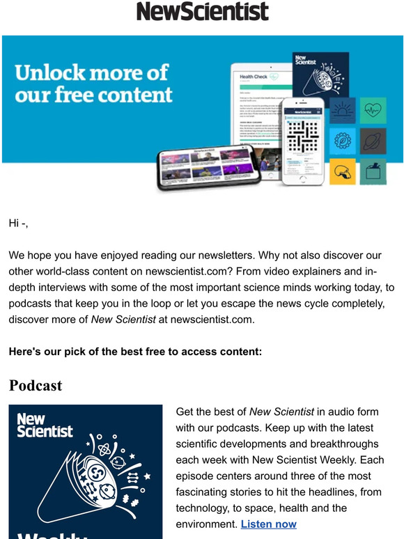 New Scientist: Unlock more world-class New Scientist content for free ...