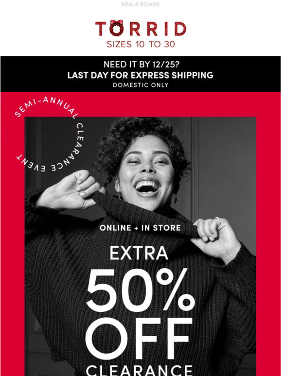 Torrid: 🚨Semi-Annual Clearance Event starts NOW🚨 | Milled