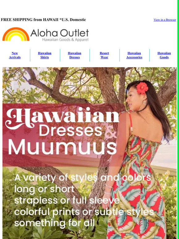 AlohaOutlet: Hawaiian Dresses of all styles + 2023 Calendars | Milled
