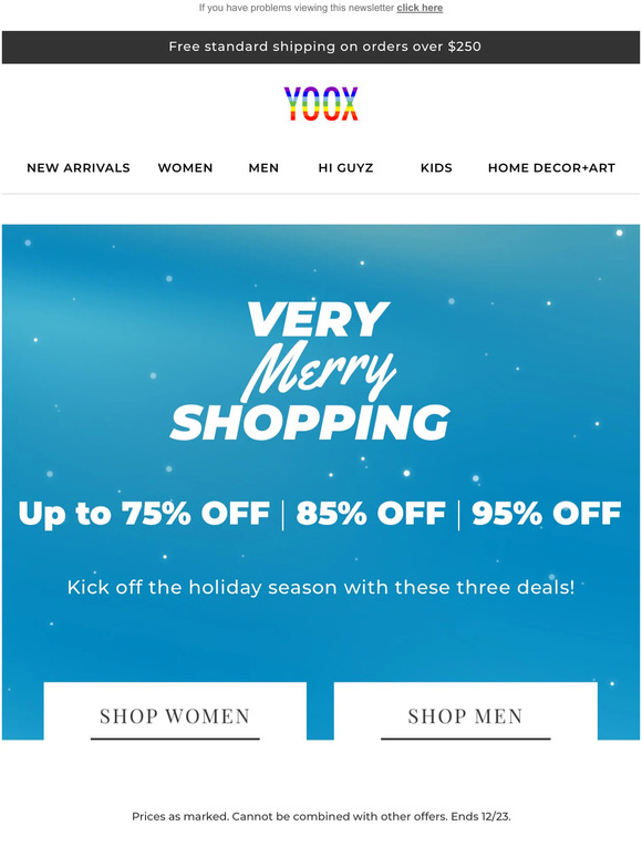 YOOX: Very Merry Shopping >> Get up to 95% OFF! | Milled