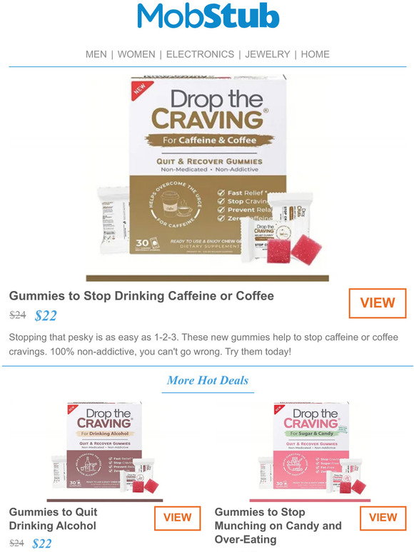 MobStub: QUIT COFFEE | Quit and Recover Gummies for Coffee | Milled