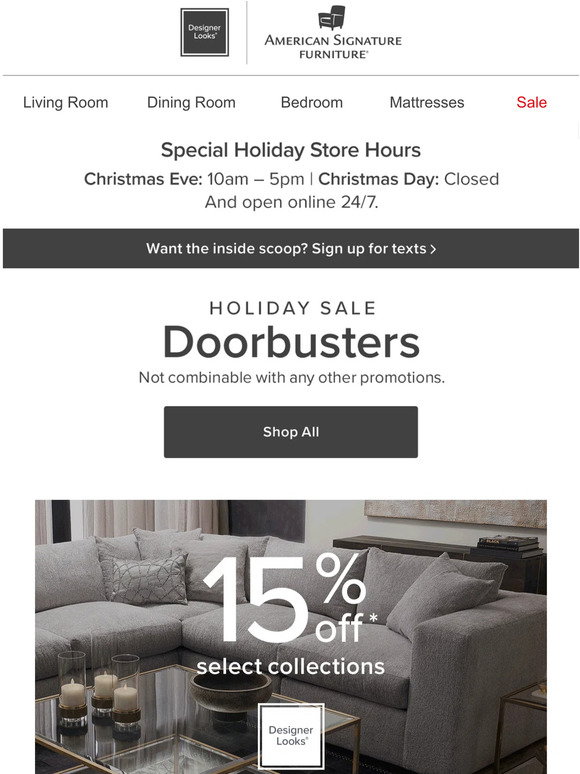 American Signature Furniture: You won’t believe these Doorbusters! | Milled