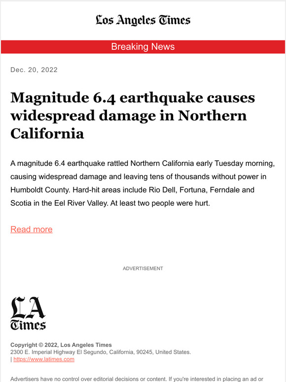 Los Angeles Times: Breaking News: Magnitude 6.4 earthquake causes ...