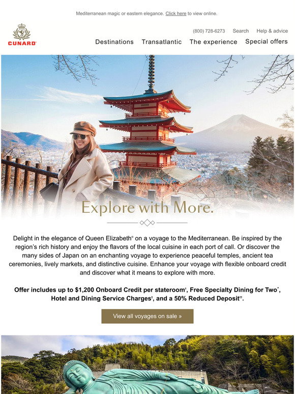 Cunard: —, explore a new country each day and only unpack once. | Milled