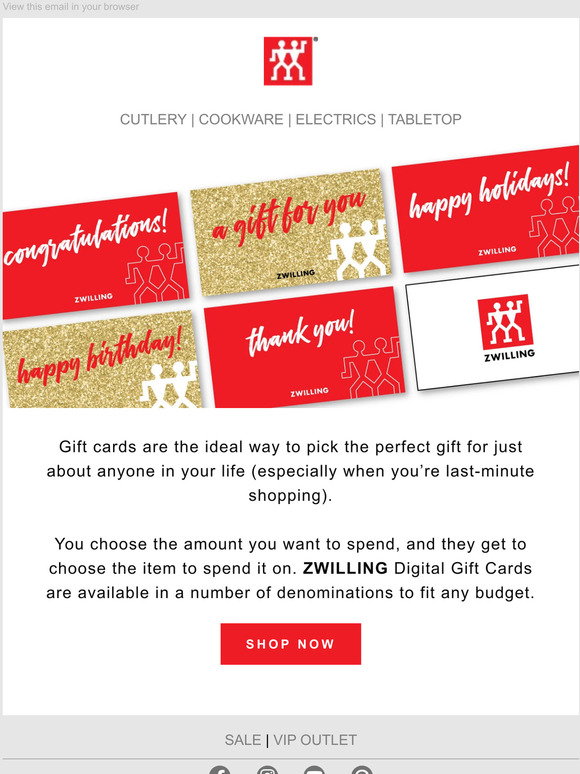 ZWILLING: Give the gift of ZWILLING! Personalize a gift card now. | Milled