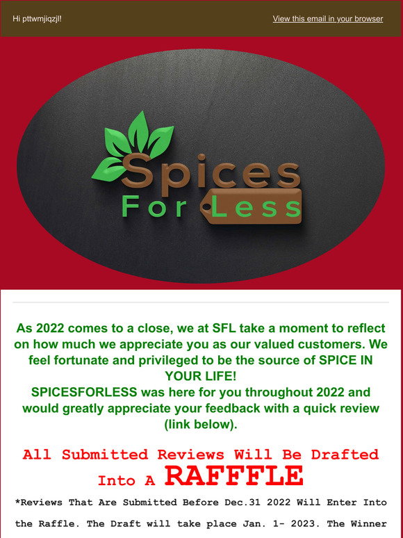 Spices For Less: ENTER OUR END OF YEAR RAFFLE!+Show Appreciation to SFL ...