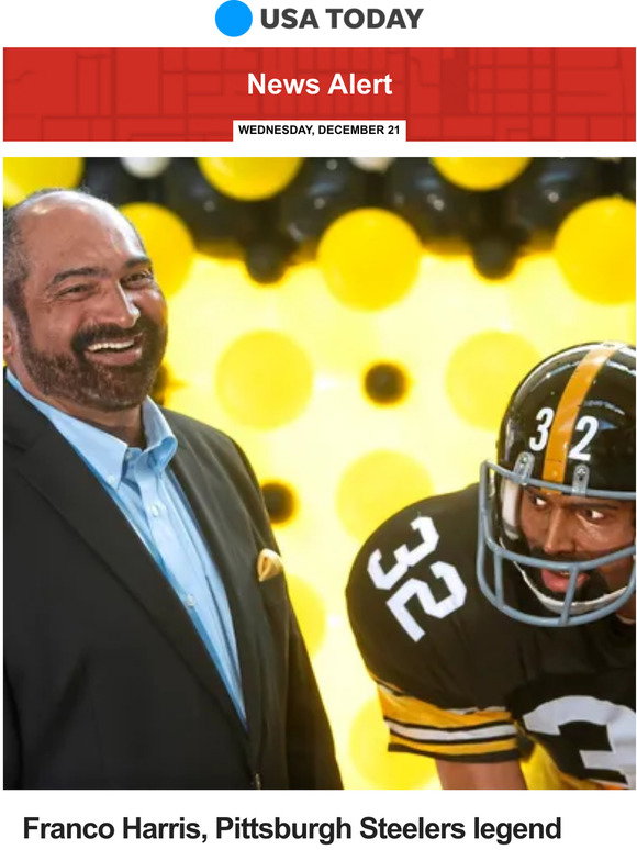 USA TODAY: News alert: Franco Harris, Pittsburgh Steelers legend best ...