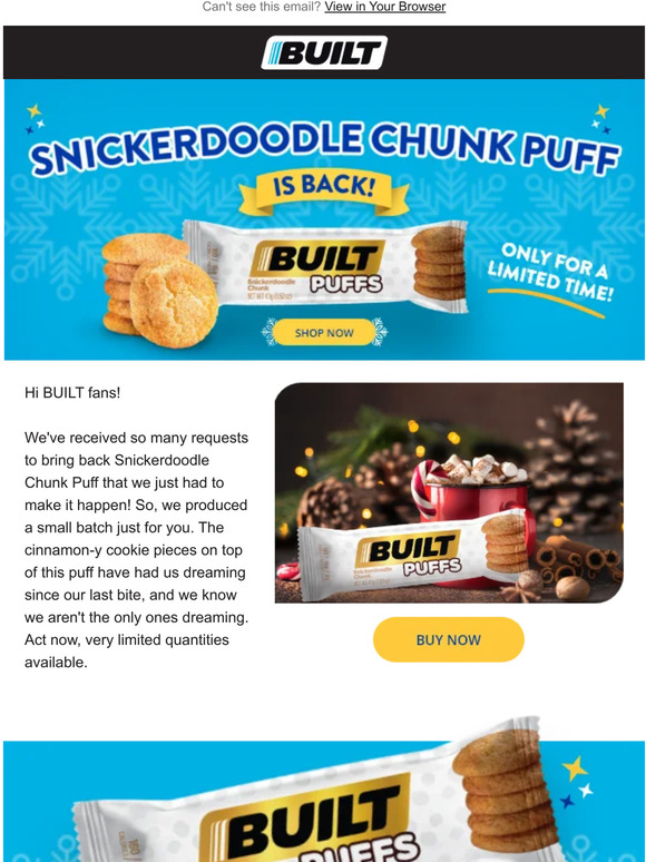 Built Bar: Snickerdoodle Chunk Puff is BACK! | Milled
