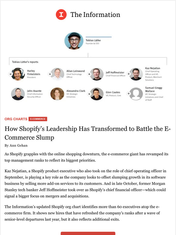 The Information: How Shopify’s Leadership Has Transformed to Battle the ...