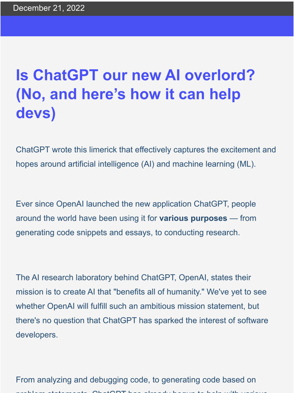 Educative: Is ChatGPT our new AI overlord? (No, and here’s how it can ...