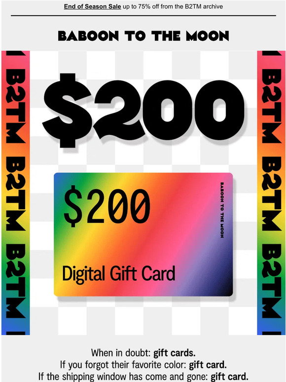 BABOON TO THE MOON: GIVE A GIFT CARD | Milled