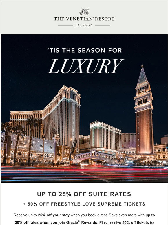 The Venetian Resort: Now Available: Special Holiday Offer | Milled