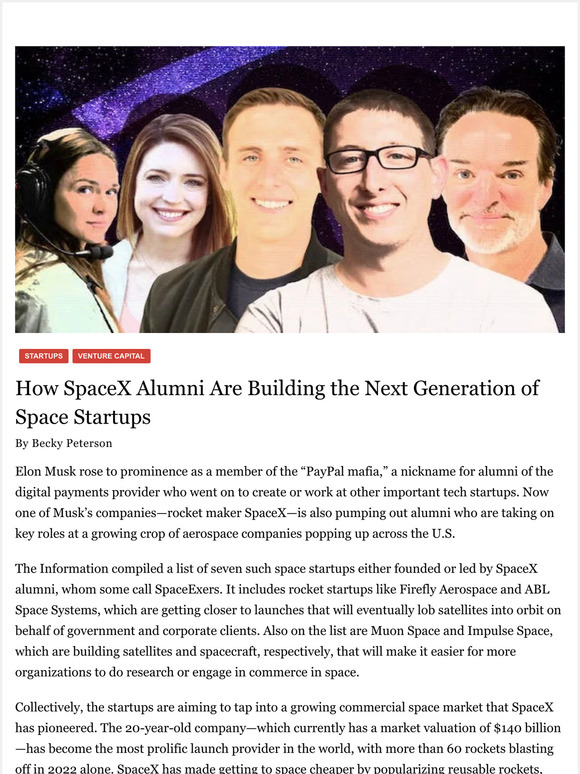 The Information: How SpaceX Alumni Are Building the Next Generation of Space Startups | Milled