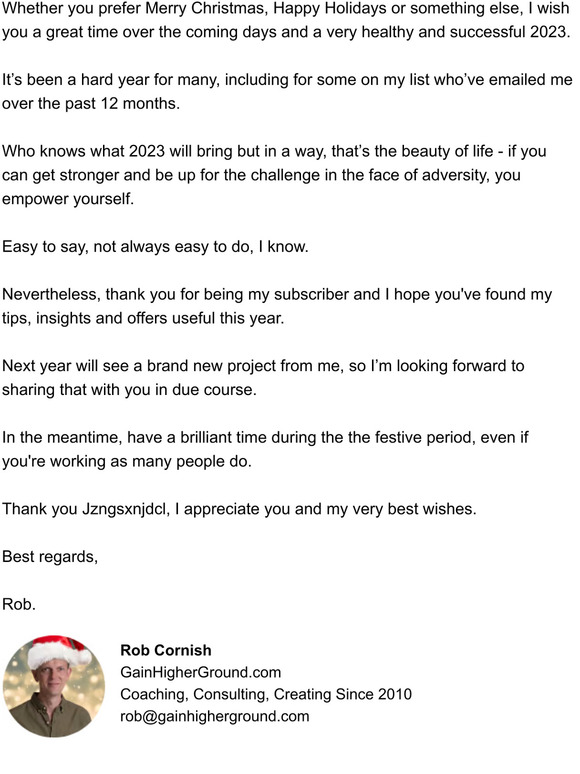 Gain Higher Ground Membership: Merry Christmas & thank you — (signing ...