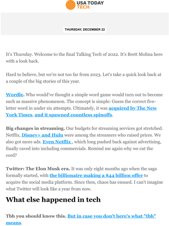 USA TODAY: Talking Tech: The top tech stories in 2022 | Milled