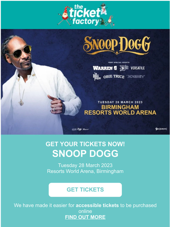 The Ticket Factory: Snoop Dogg 🎫 • On sale now! | Milled