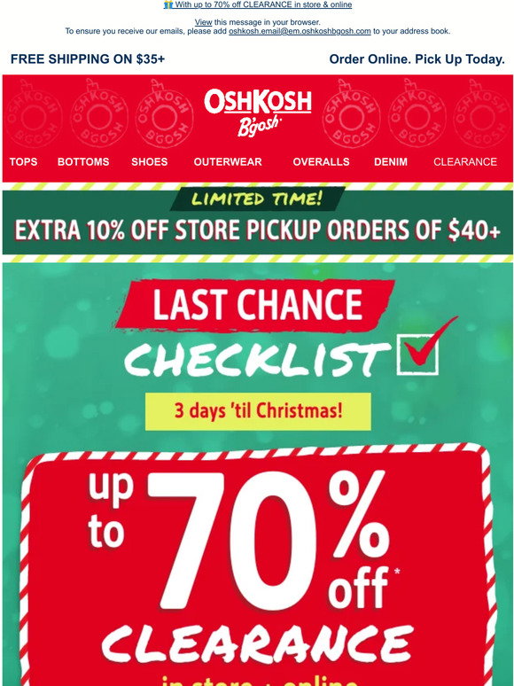 OshKosh B'gosh: NOW: EXTRA 10% OFF your curbside & in-store pickup ...