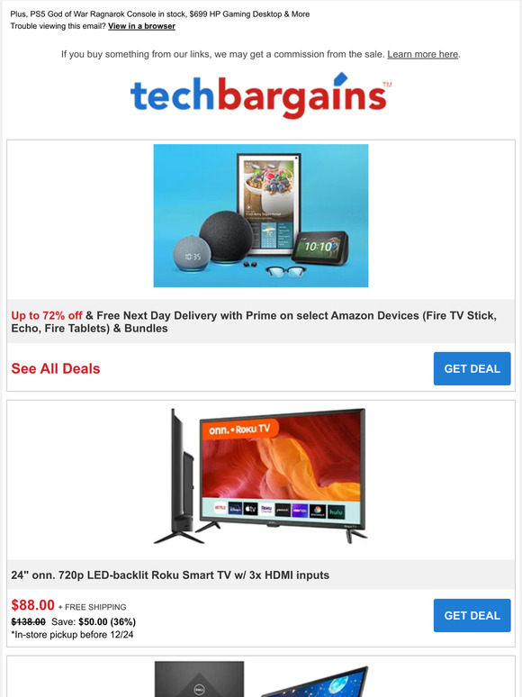 Techbargains: Just $88 for Walmart 24" Roku Smart TV with In-store ...