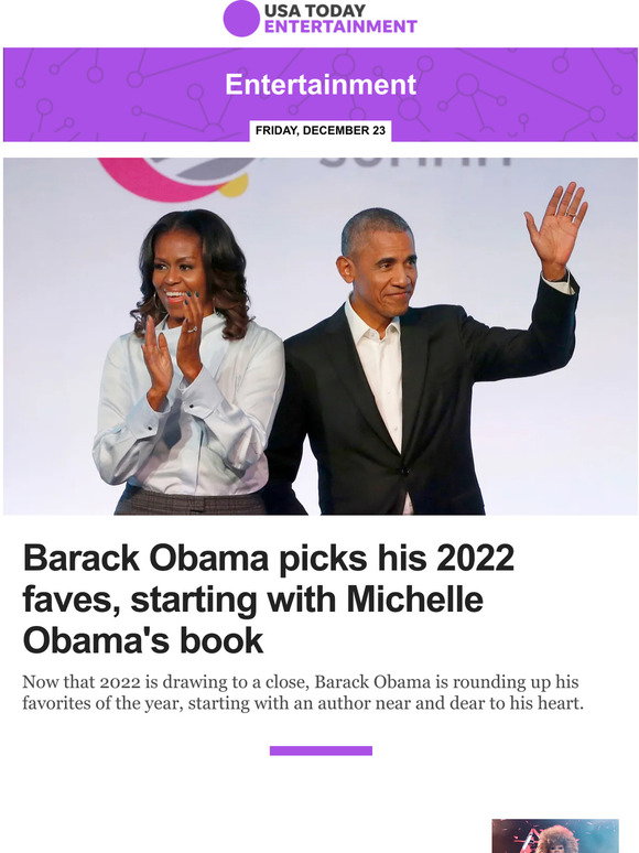 USA TODAY: Entertainment: Barack Obama picks his 2022 faves, starting ...
