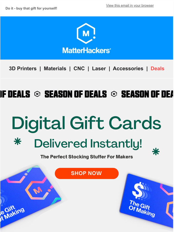 MatterHackers: 3D Printing Gift Cards - The Last-Minute Stocking ...