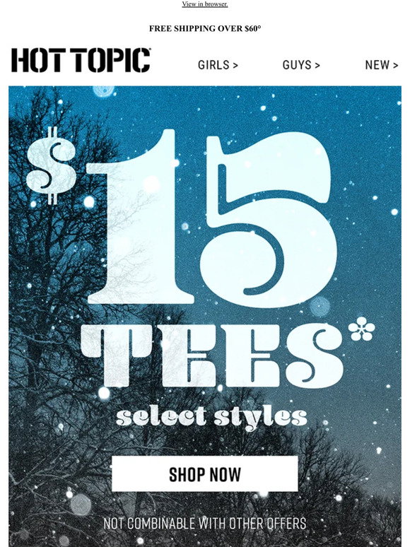 Hot Topic: Tees the season! 👕 $15 styles are here 👕 | Milled
