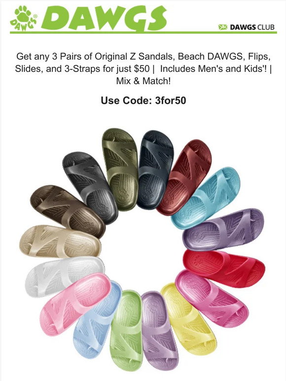 DAWGS: ☃️Merry Christmas! 3 for $50 on all Solid Sandals | Milled