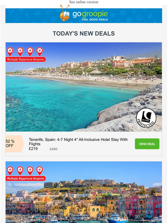 Go Groopie: 4* All Inclusive Tenerife £219 | Naples & Pompeii VIP ...