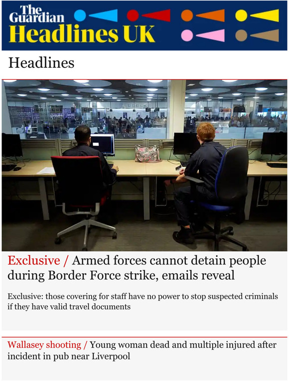 The Guardian: The Guardian Headlines: UK Border Force strike: armed ...