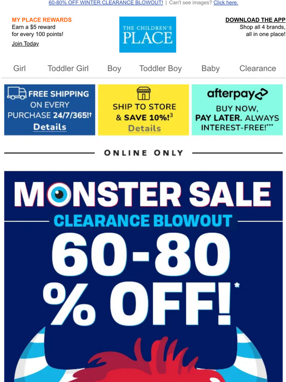 Children's Place: MONSTER SALE Starts NOW! | Milled