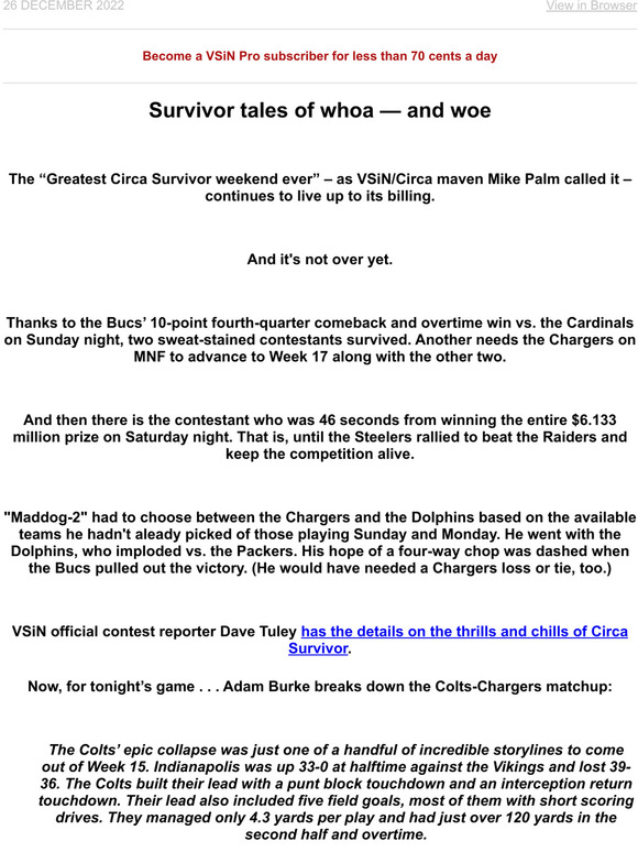 VSiN: MNF Betting Guide: Analysis, Splits, Picks / 2 Circa Survivors ...