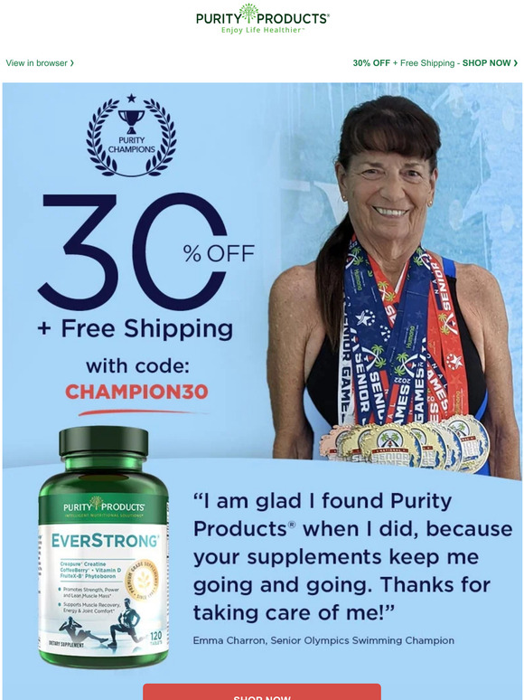 Purity Products: Dive Into Great Savings With Champion Emma Charron ...