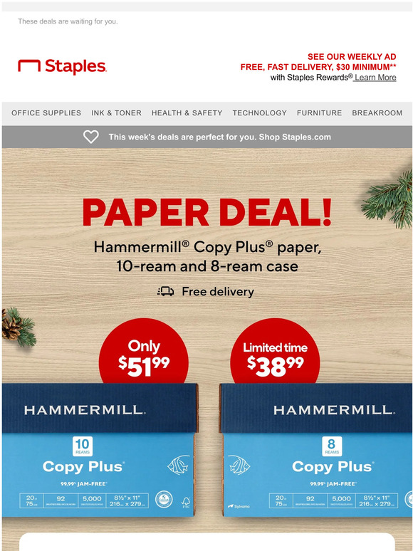 Staples: Limited time only: $38.99 for 8-Ream case of Hammermill Copy ...
