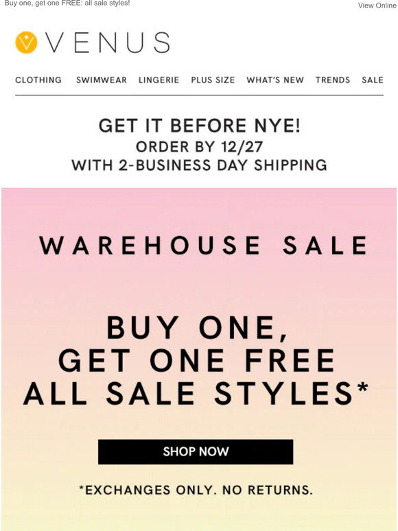 VENUS: Starts NOW: The Warehouse Sale | Milled