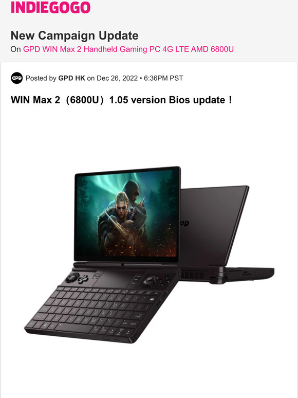 Indiegogo: 📢 Update #42 from GPD WIN Max 2 Handheld Gaming PC 4G LTE ...