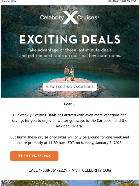 Celebrity Cruises: —, your end of the year Exciting Deals has arrived ...