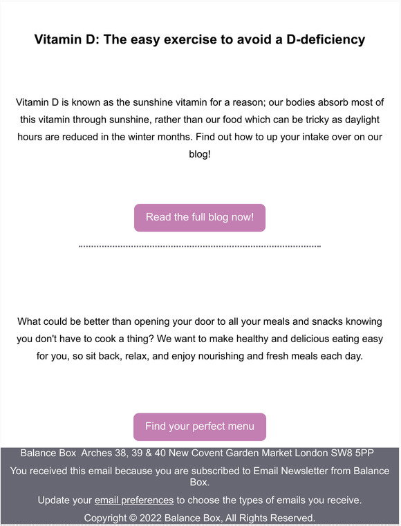 Balance: Vitamin D: The easy exercise to avoid a deficiency | Milled