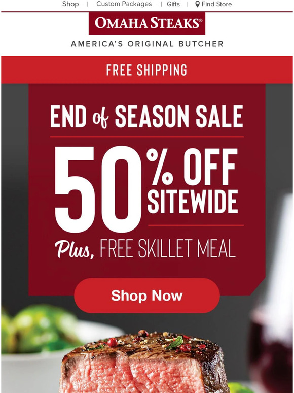 Omaha Steaks: Get 50% off & a FREE meal during the End of Season Sale ...