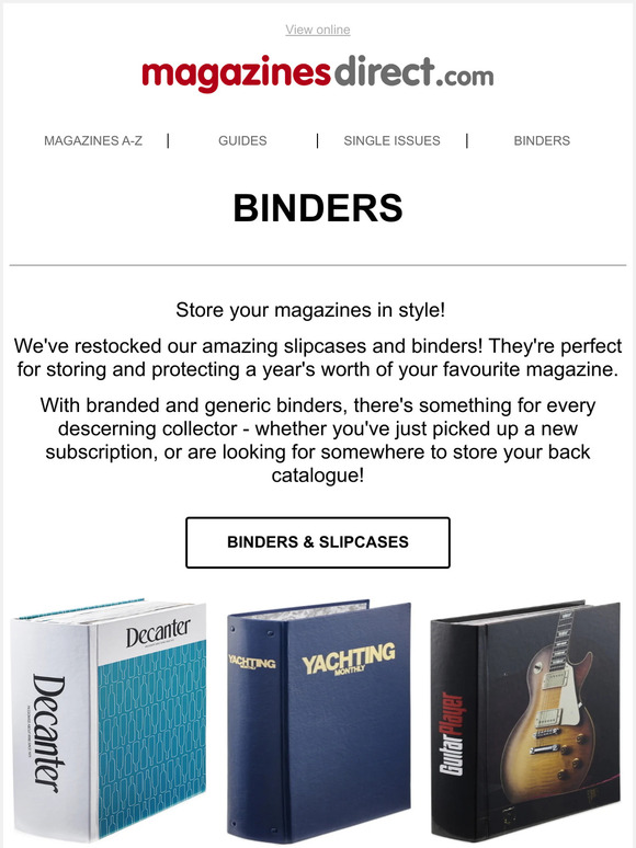 Magazines Direct: Binders are back! | Milled