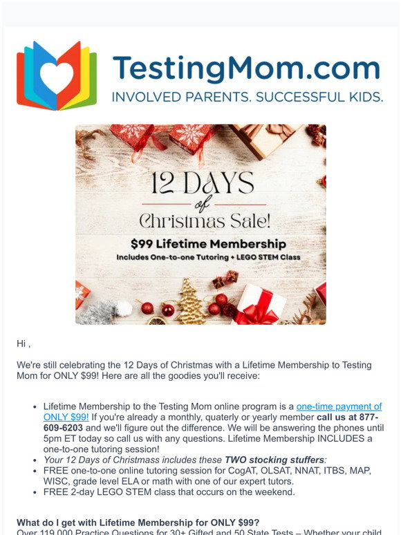 Testing Mom: Celebrate the 12 Days of Christmas Lifetime Membership ...