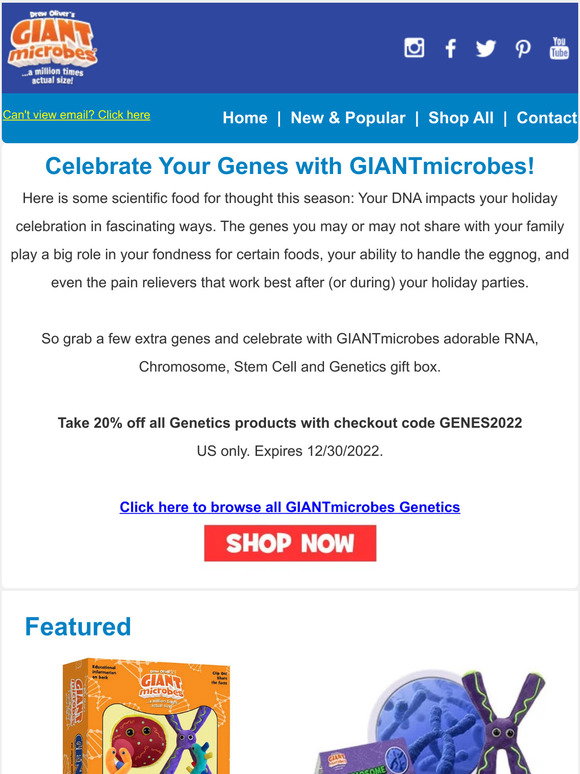 GIANTmicrobes: Celebrate Your Genes with GIANTmicrobes Genetics Sale ...