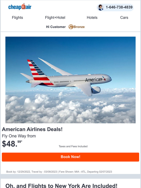 CheapOair: American Airlines Deals! | Milled