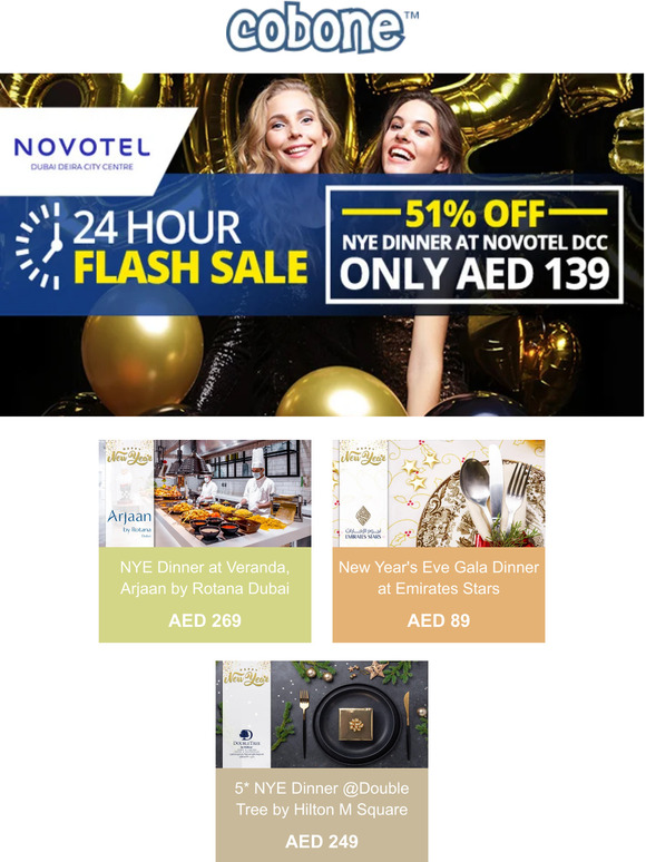 Cobone: ⚡Flash Sale! NYE Dinner at Novotel DCC | New Year Stay @Yas ...