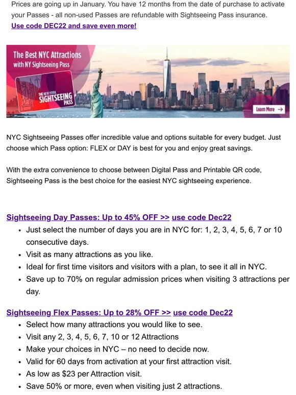 Sightseeing Pass: Prices are going up in January ⏰ Book ahead and beat ...