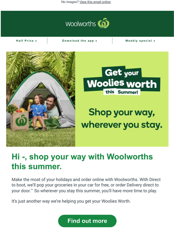 Woolworths: —, shop online with Woolworths this summer. | Milled