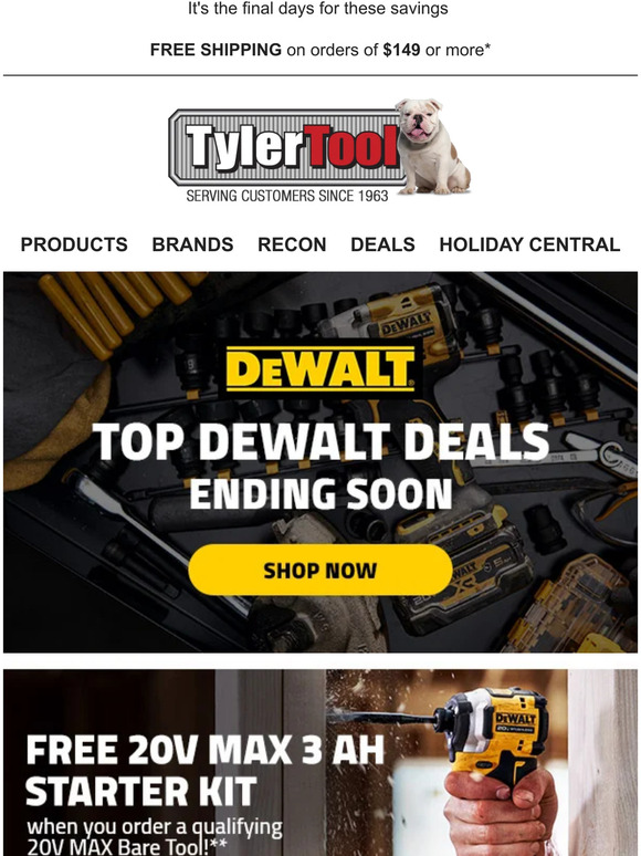 Tyler Tool: Shop these DEWALT Deals Before They're Gone! | Milled
