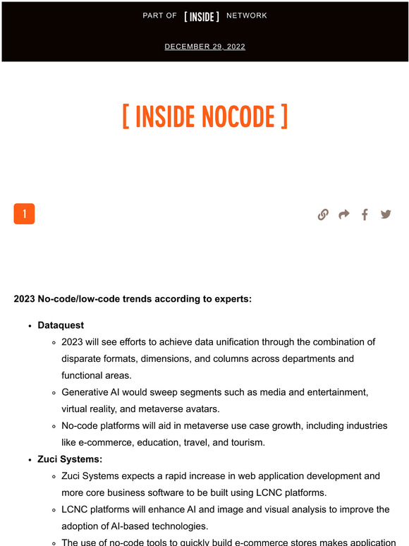 Inside: 2023 Low-code/no-code trends and Gartner's low-code development market predictions | Milled