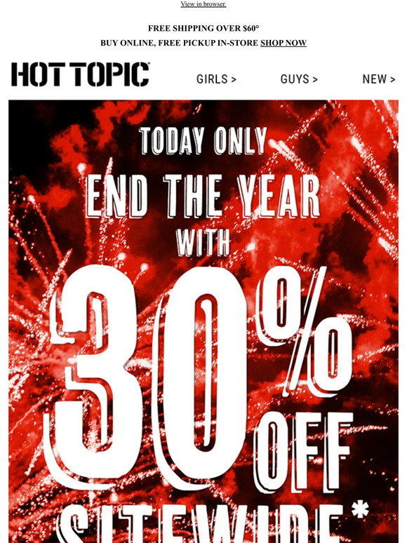 Hot Topic: End the year with 🎇 30% OFF 🎇 | Milled